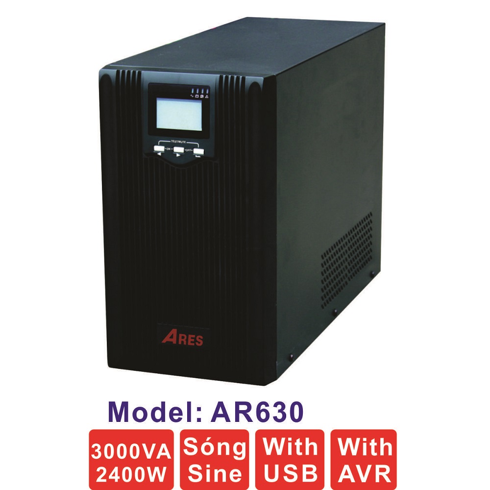 BỘ LƯU ĐIỆN UPS AR630 (3000VA-2400W) SÓNG SINE CHUẨN - ARES VIỆT NAM